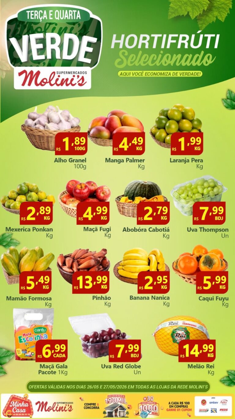 Terça e Quarta Verde – Molini’s Supermercados; confira as ofertas ...